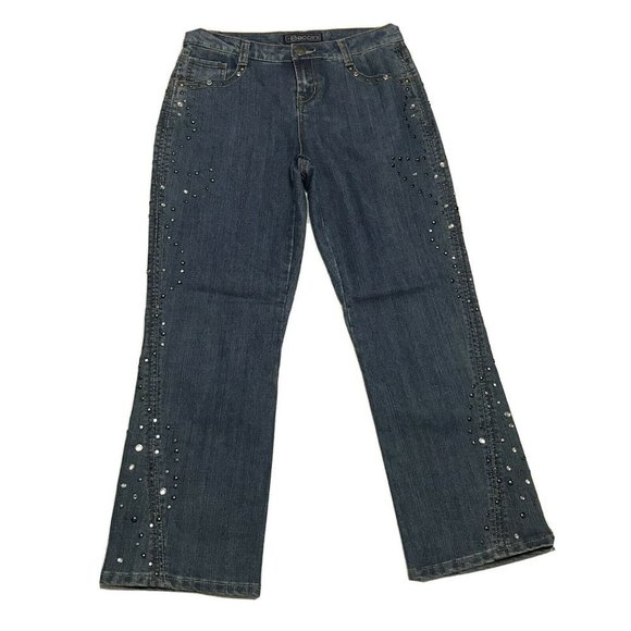 Baccini | Jeans | Baccini Womens Denim Blue Jeans Sz 8p Studded | Poshmark